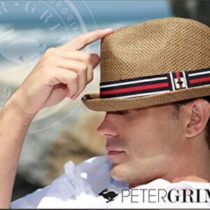 Peter Grimm Men's Standard Depp Natural Straw Fedora, Small-Medium