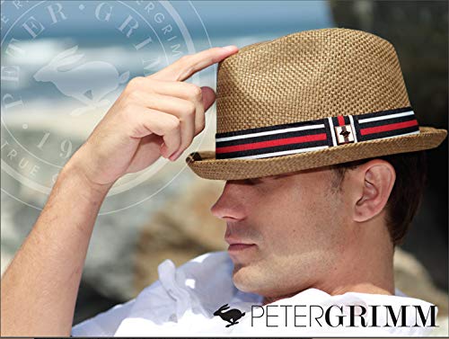 Peter Grimm Men's Standard Depp Natural Straw Fedora, Small-Medium