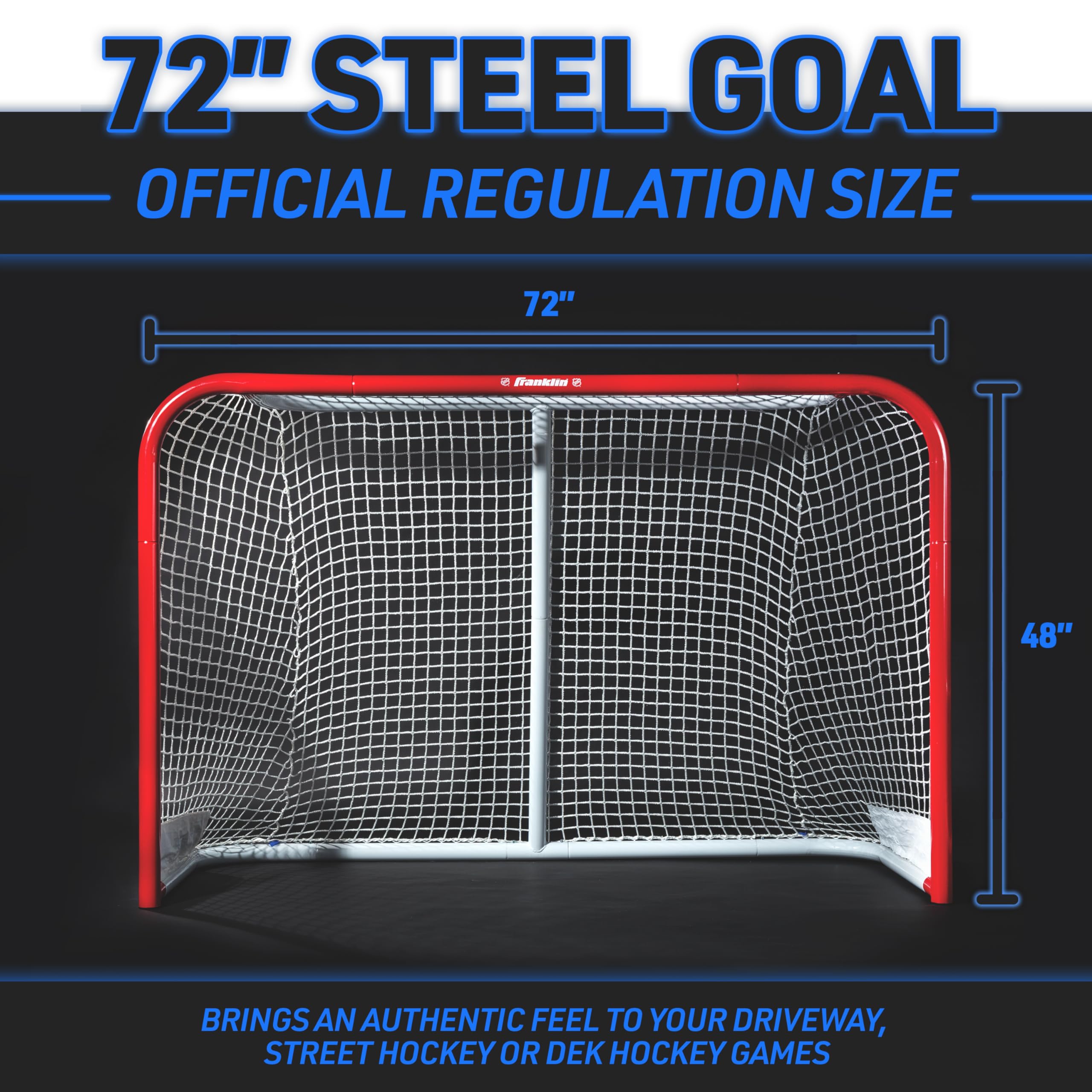 Franklin Sports Street Hockey Goal - Official Regulation Steel Hockey Net - Street Hockey Goal Set - 72" x 48" - 2.0 Inch Post