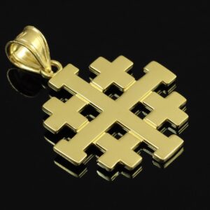 14k Gold Templar Crusaders Jerusalem Cross Pendant