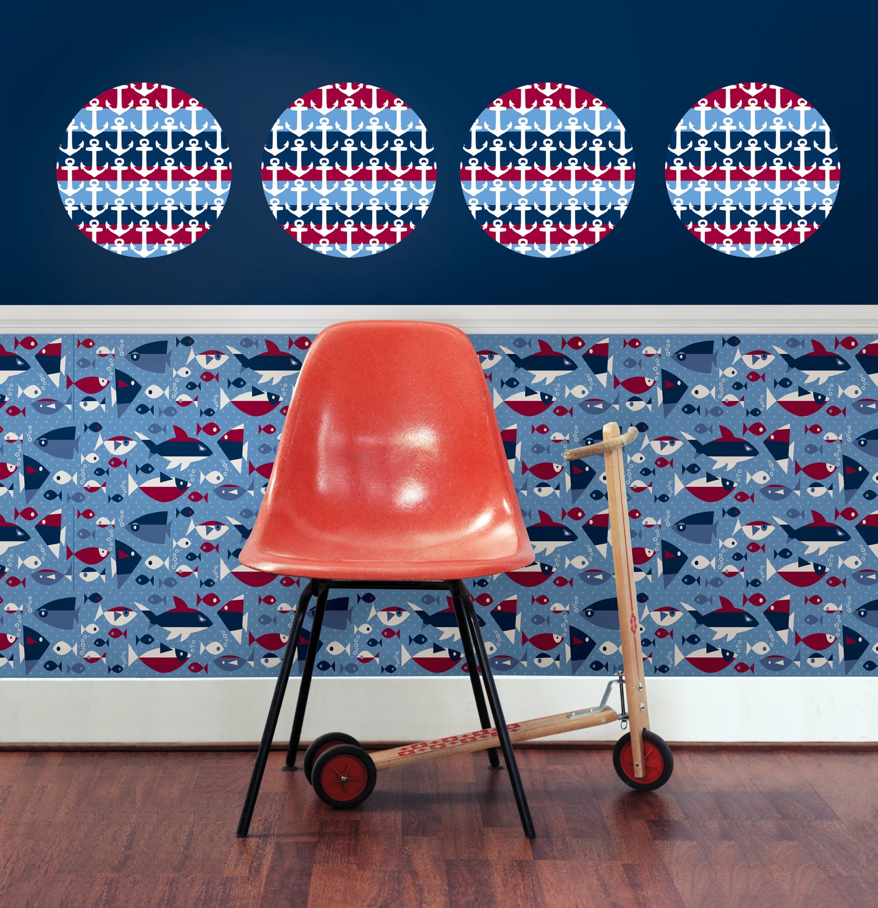 Wall Pops WPS0613 Regatta Stripe Wall Decals, 6.5-inch by 12-foot