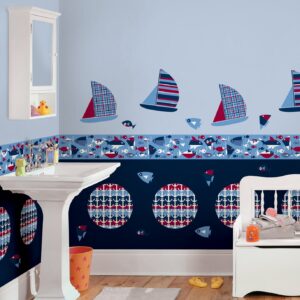 Wall Pops WPS0613 Regatta Stripe Wall Decals, 6.5-inch by 12-foot