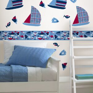 Wall Pops WPS0613 Regatta Stripe Wall Decals, 6.5-inch by 12-foot