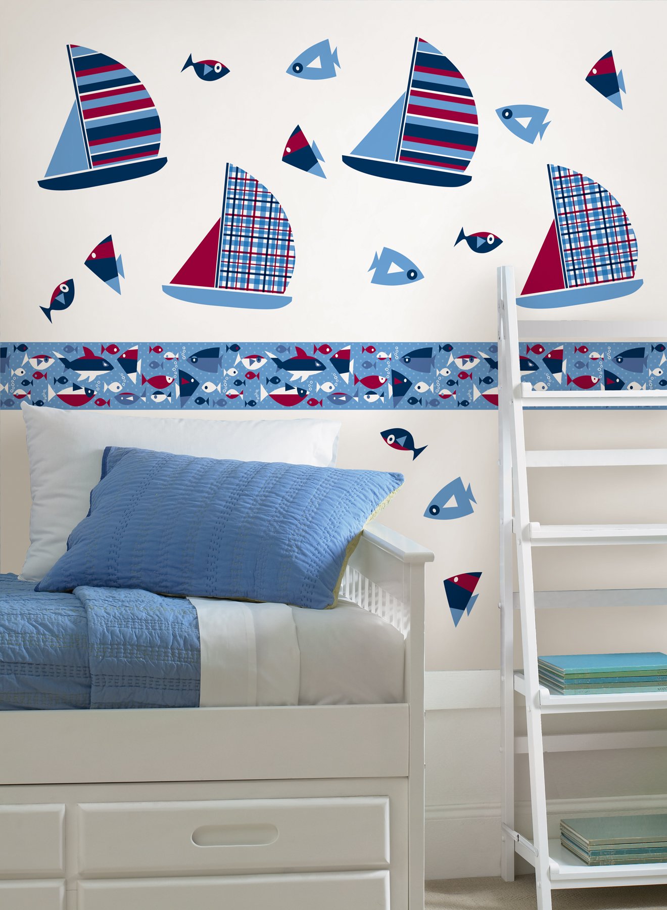 Wall Pops WPS0613 Regatta Stripe Wall Decals, 6.5-inch by 12-foot