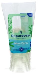 repurpose compostables plant-based clear cold cup, 12 ounce party cups, 20 cups