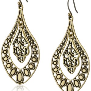 Lucky Brand Gold Filigree Oblong Earrings