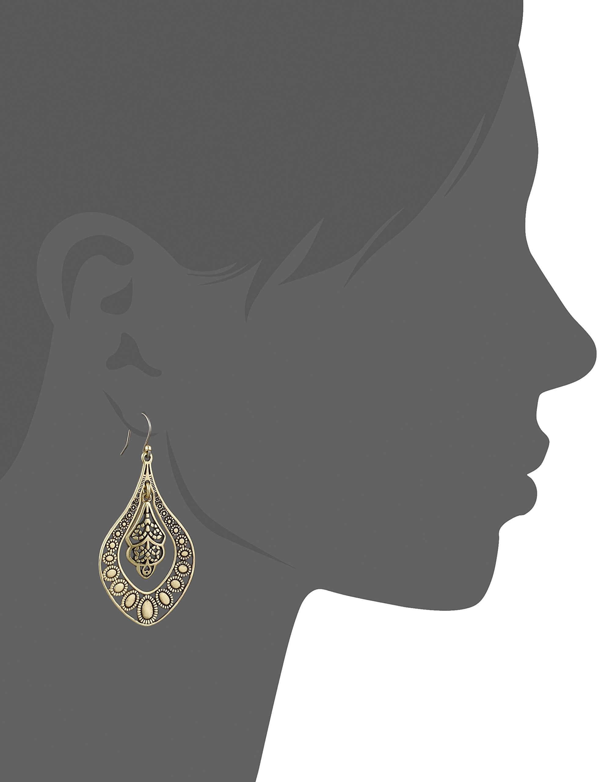 Lucky Brand Gold Filigree Oblong Earrings