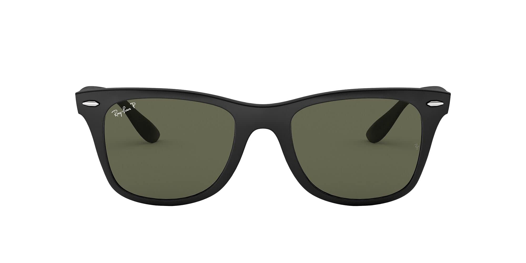 Ray-Ban RB4195 Wayfarer Liteforce Square Sunglasses, Matte Black/Polarized Green, 52 mm