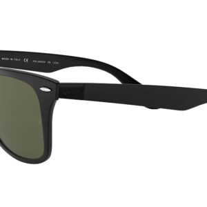 Ray-Ban RB4195 Wayfarer Liteforce Square Sunglasses, Matte Black/Polarized Green, 52 mm