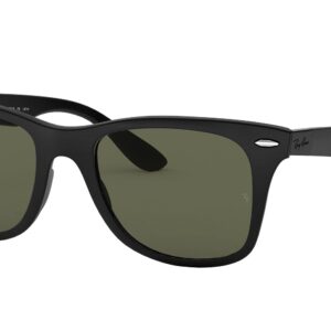 Ray-Ban RB4195 Wayfarer Liteforce Square Sunglasses, Matte Black/Polarized Green, 52 mm