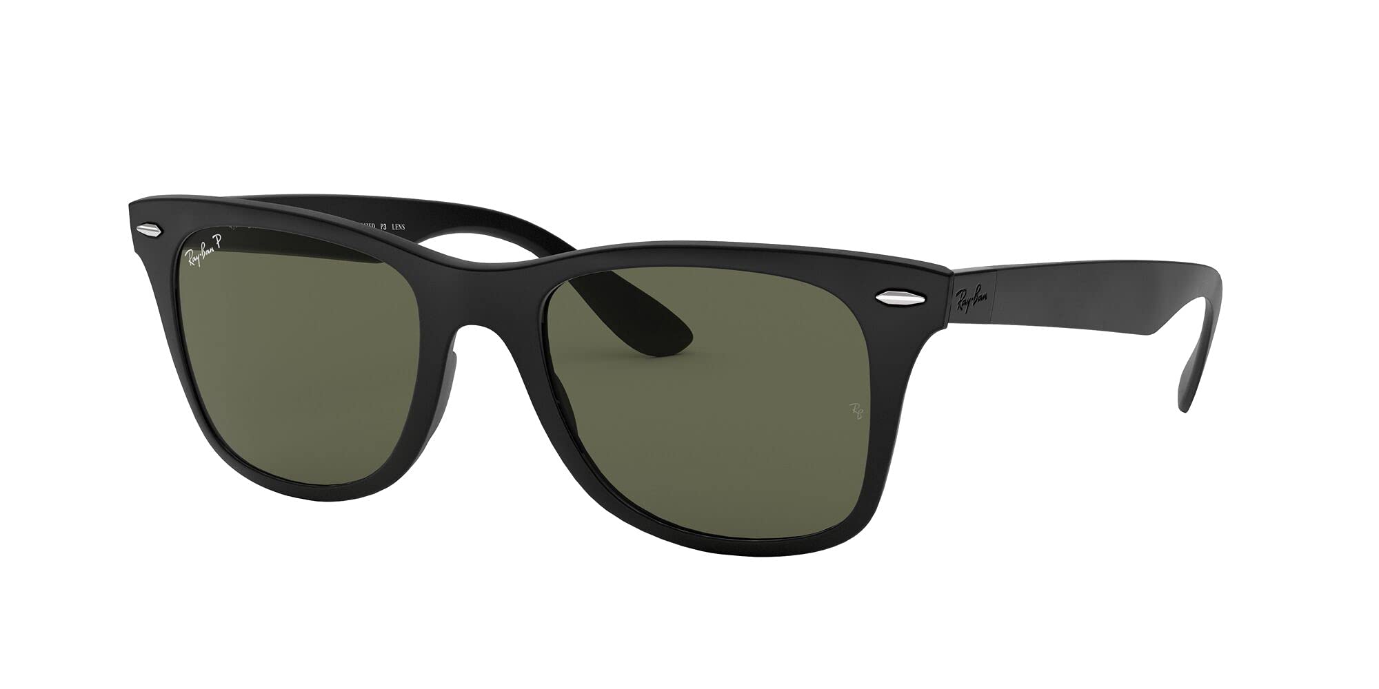 Ray-Ban RB4195 Wayfarer Liteforce Square Sunglasses, Matte Black/Polarized Green, 52 mm