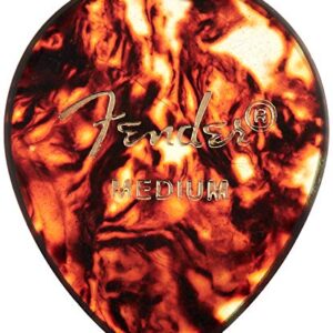 Fender Classic Celluloid Guitar Picks 347 Shape, Tortoise Shell, Medium, 12-Pack