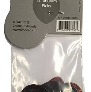 Fender Classic Celluloid Guitar Picks 347 Shape, Tortoise Shell, Medium, 12-Pack