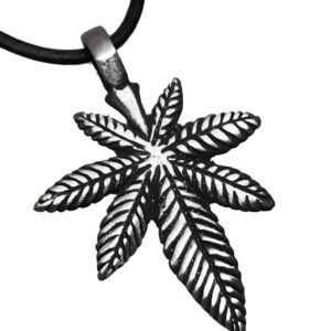 Trilogy Jewelry Pewter Medical Marijuana Pot Leaf Pendant on Leather Necklace