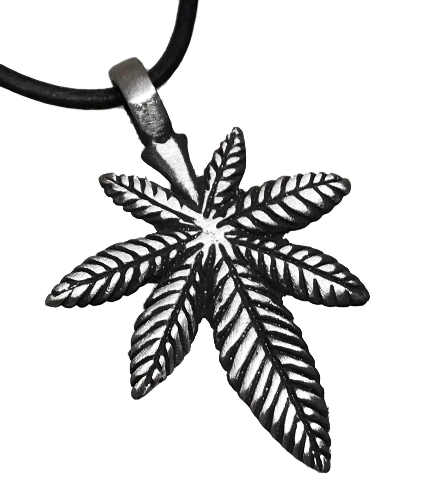 Trilogy Jewelry Pewter Medical Marijuana Pot Leaf Pendant on Leather Necklace