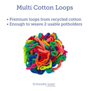 Harrisville Designs Friendly Loom Potholder Cotton Loops 10 Inch Pro Size Loops Make 2 Potholders, Weaving Crafts for Kids and Adults-Multi