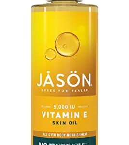 JASON Vitamin E 5,000 IU Moisturizing Body Oil, For Hair, Face, and Body, 4 Fluid Ounces