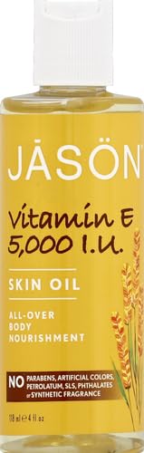 JASON Vitamin E 5,000 IU Moisturizing Body Oil, For Hair, Face, and Body, 4 Fluid Ounces