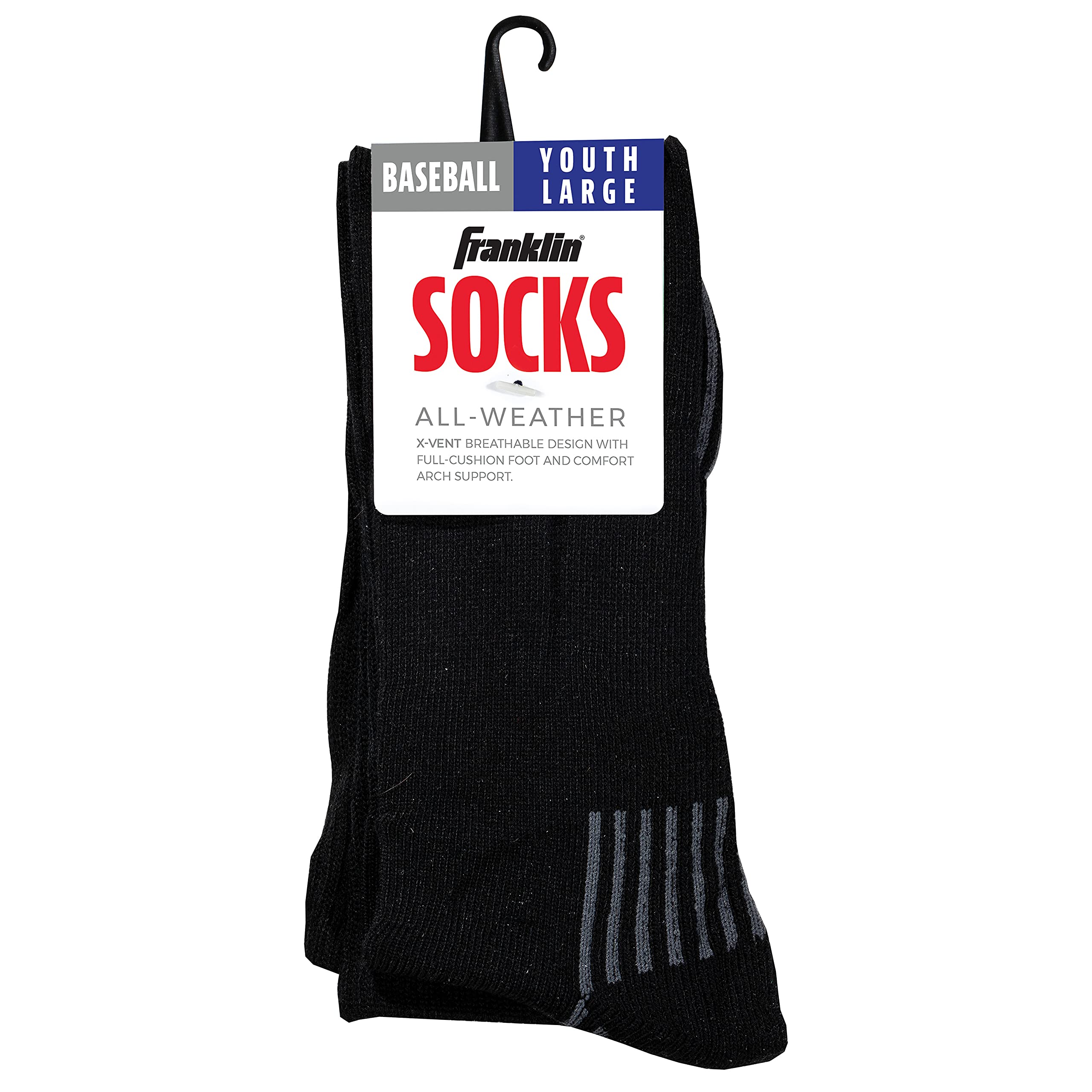 Franklin Sports Baseball + Softball Socks - Navy for Kids - Boys + Girls Tall Socks - Youth Small,Black