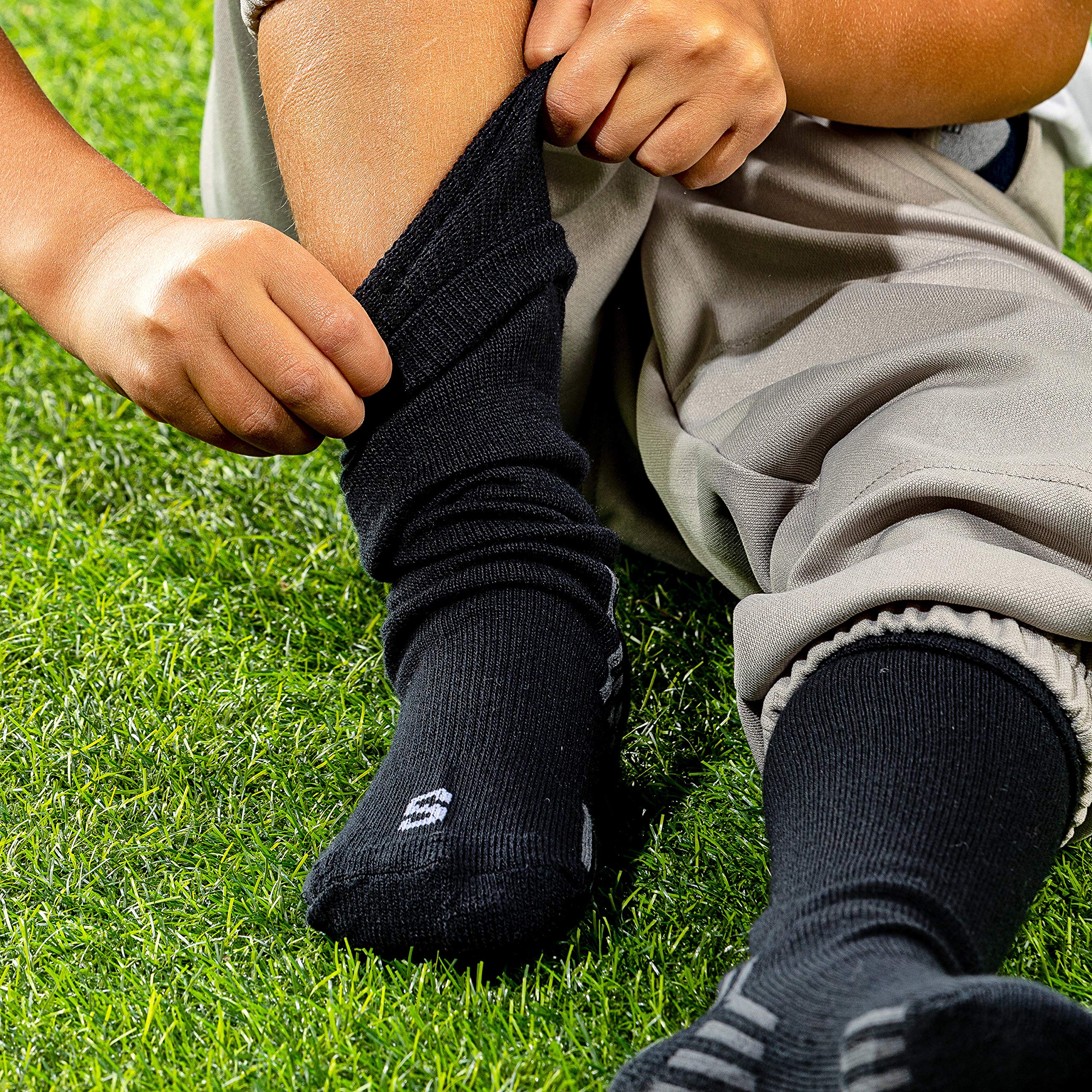 Franklin Sports Baseball + Softball Socks - Navy for Kids - Boys + Girls Tall Socks - Youth Small,Black