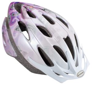 schwinn thrasher adult bike helmet, ages 14 and up with suggested fit 58 to 62cm, non-lighted, lightweight with adjustable side and chin straps, pink/purple