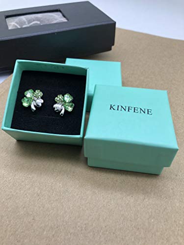 KINFENE Lucky Crystal Four Leaf Clover Stud Earrings