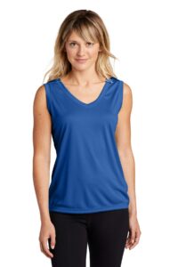 sport-tek women's sleeveless posicharge competitor v neck tee l true royal