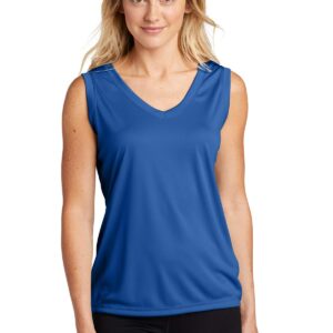 SPORT-TEK Women's Sleeveless PosiCharge Competitor V Neck Tee L True Royal