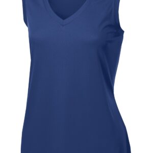 SPORT-TEK Women's Sleeveless PosiCharge Competitor V Neck Tee L True Royal