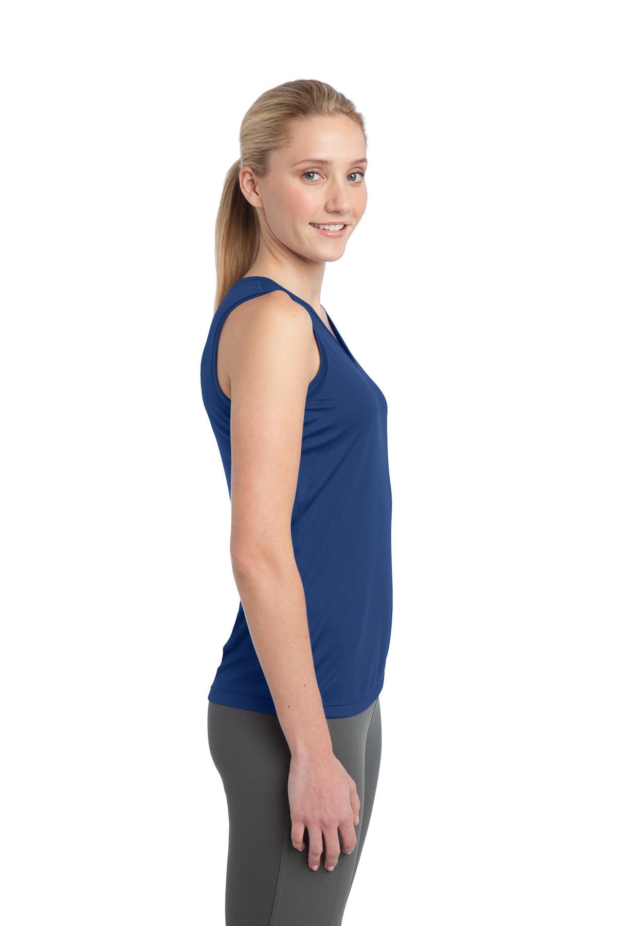 SPORT-TEK Women's Sleeveless PosiCharge Competitor V Neck Tee L True Royal