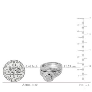 Dazzlingrock Collection Round White Diamond Halo Split Shank Wedding Ring Set for Women (0.50 ctw) in 925 Sterling Silver Size 9