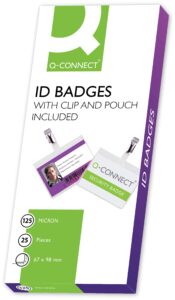 q-connect hot laminating id badge with clip (pack of 25)