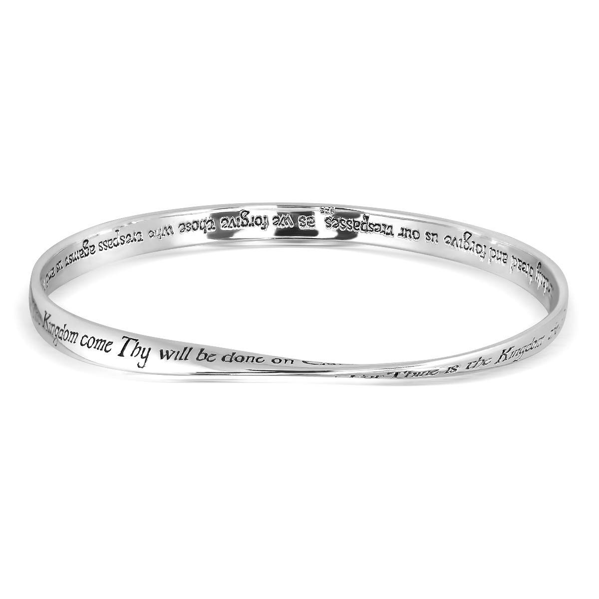 WithLoveSilver 925 Sterling Silver Mobius Lords Prayer Bangle Bracelet