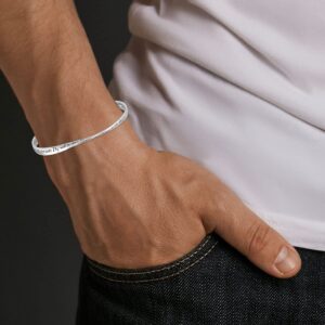 WithLoveSilver 925 Sterling Silver Mobius Lords Prayer Bangle Bracelet