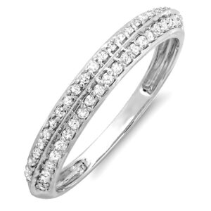 dazzlingrock collection 0.25 carat (cttw) 14k round white diamond anniversary stackable knife edge ring 1/4 ct, white gold, size 5.5