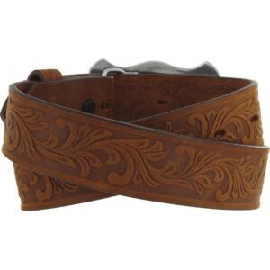 Tony Lama Boy's Brown Tooled Texas Belt Brown 24