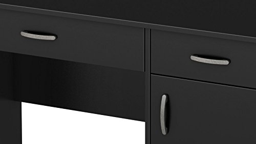 South Shore Small Computer Desk with Drawers, Pure Black