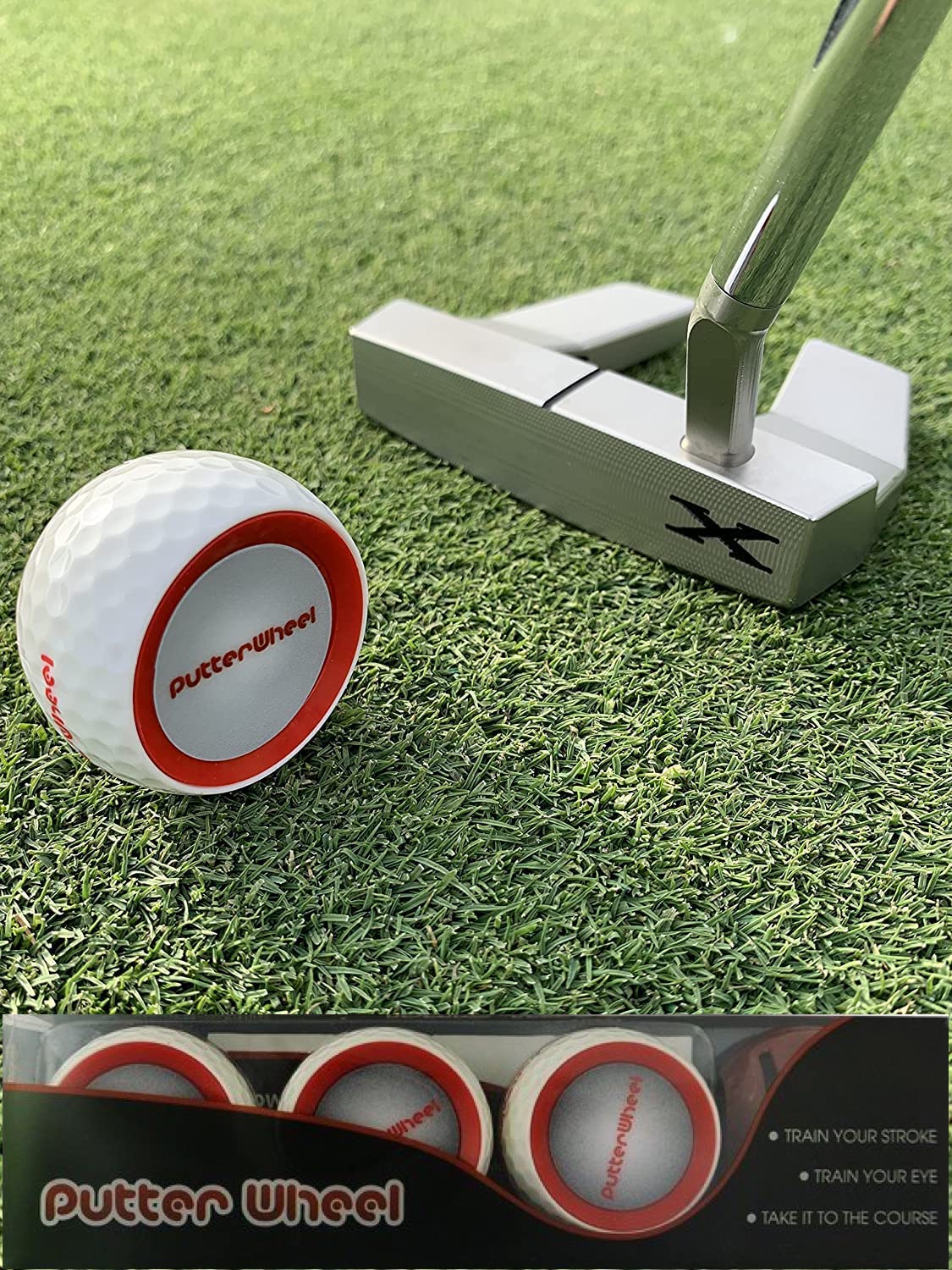 PutterWheel Golf Ball Putting Training Aid (3 Pack) – Golf Training System For Practice Green or Mat - Golf Putting Accuracy Trainer with Instant Feedback