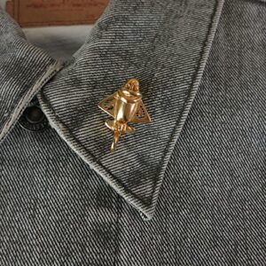 Across The Puddle, Ancient Golden Jet-3 Lapel Pin | 24k GP Golden Flyer | Pre-Columbian Quimbaya Pin Airplane Jet | Ancient Aircraft | Ancient Astronauts | Original Golden Jets Collection