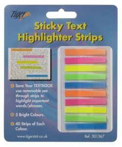 tiger stationery sticky neon highlighter strips repositionable memo note tabs x 200