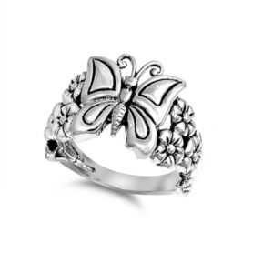 closeoutwarehouse 925 sterling silver butterfly flower forever ring size 8