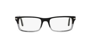 persol po3050v rectangular prescription eyewear frames, gradient black/demo lens, 53 mm