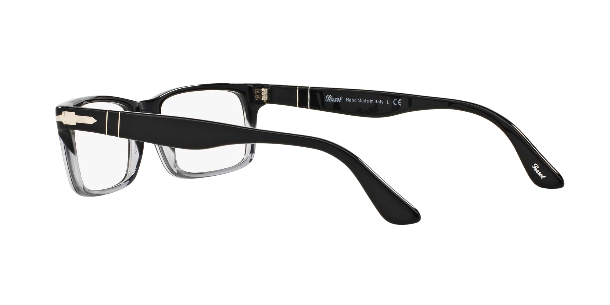 Persol PO3050V Rectangular Prescription Eyewear Frames, Gradient Black/Demo Lens, 53 mm