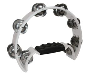 dd pro half moon tambourine -white double row cutaway