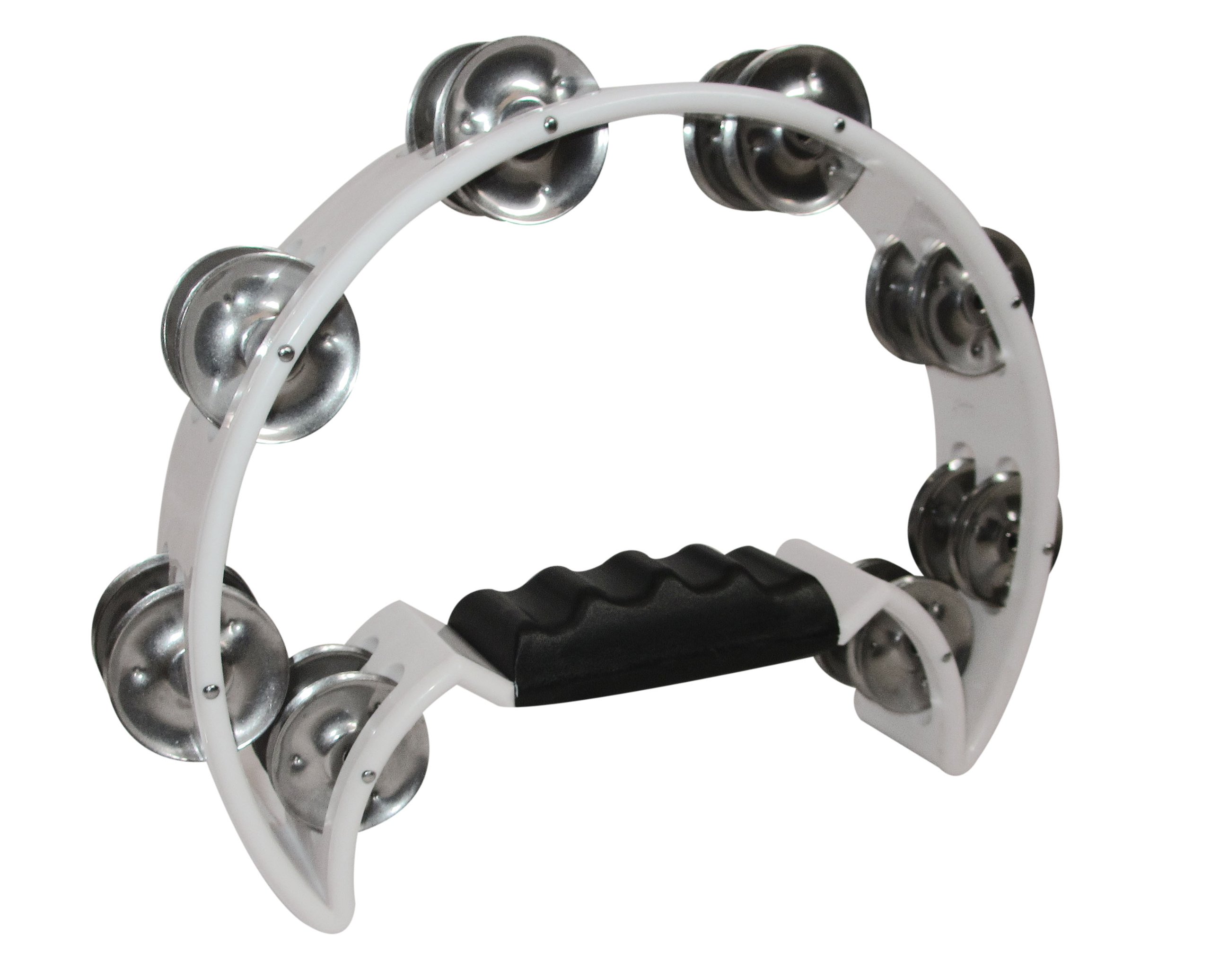 DD Pro Half Moon Tambourine -White Double Row Cutaway