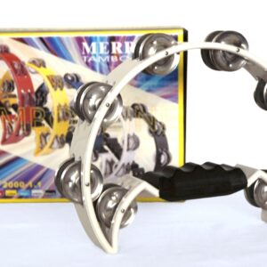 DD Pro Half Moon Tambourine -White Double Row Cutaway