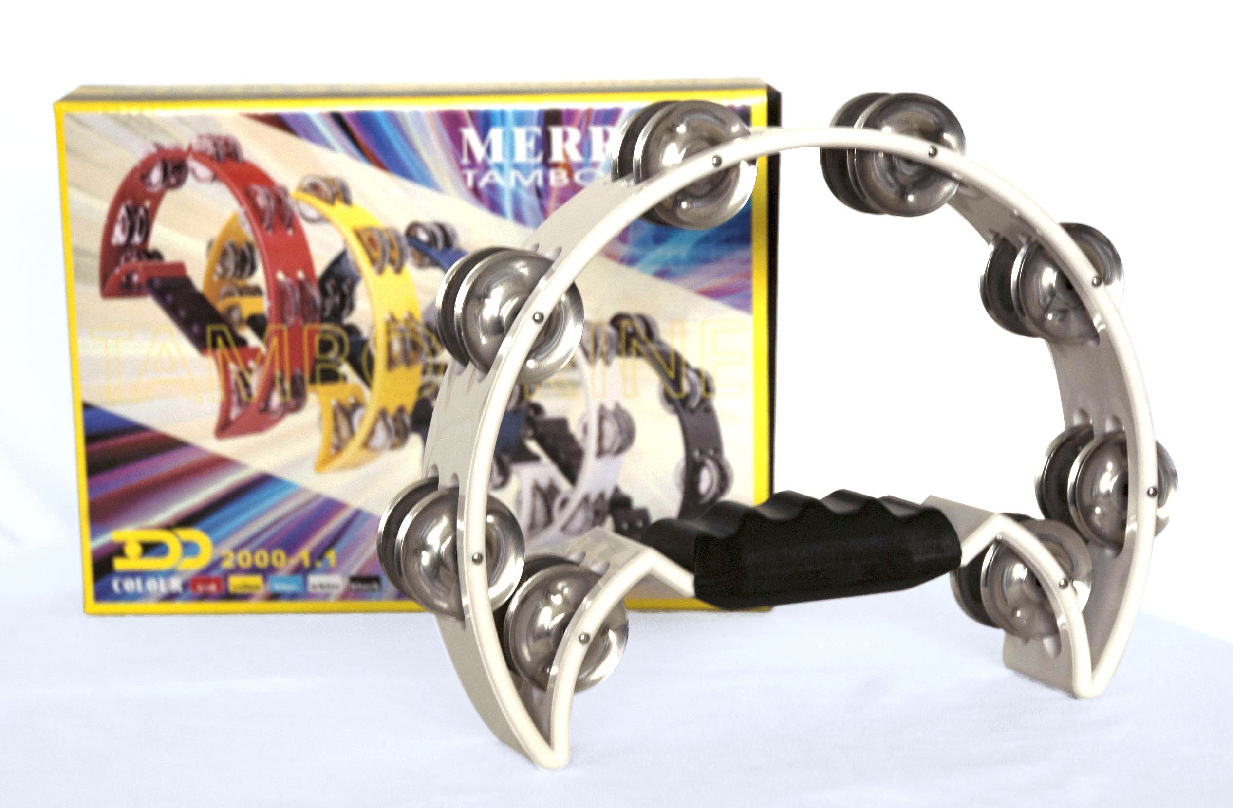 DD Pro Half Moon Tambourine -White Double Row Cutaway