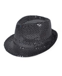 buckletown sequined fedora hat (black)