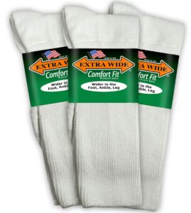 extra wide comfort fit athletic crew (mid-calf) socks for men and women, for wide feet pick your size, do not size up