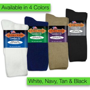 Extra Wide Comfort Fit Athletic Crew (Mid-Calf) Socks for Men and Women, For Wide Feet Pick your size, Do not size up